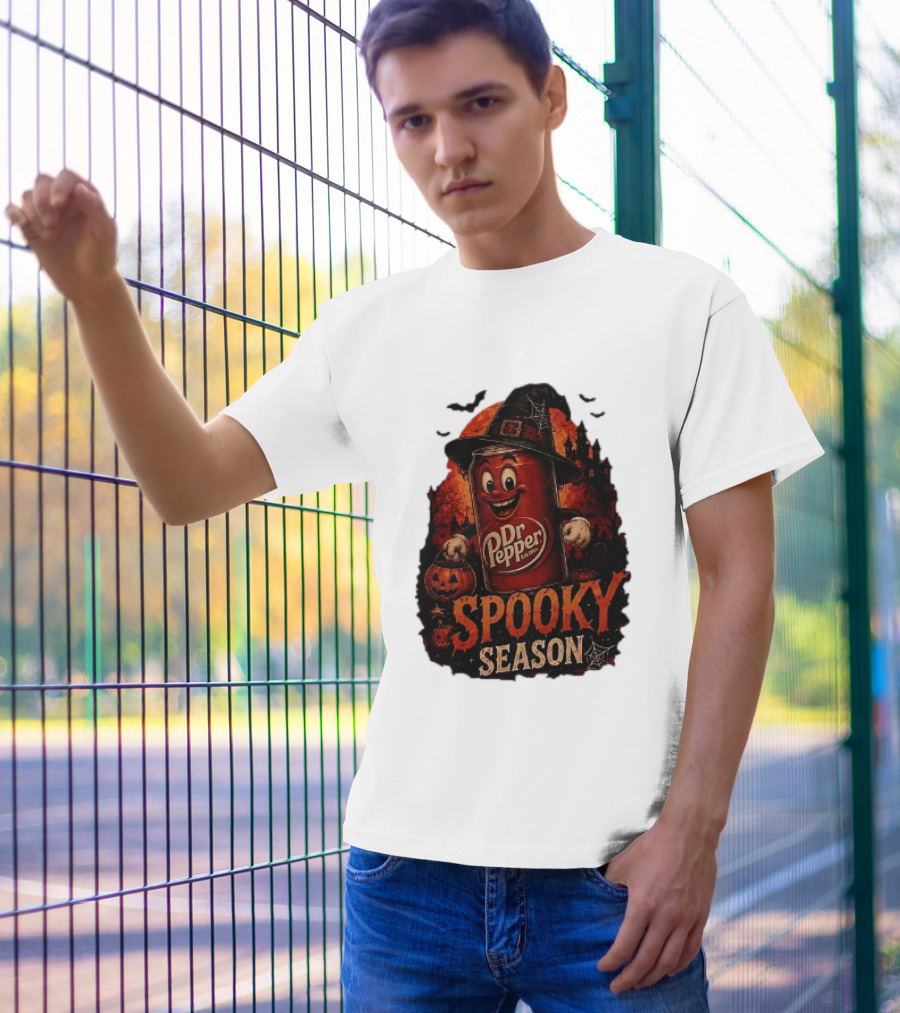 Dr Pepper Halloween Witch Can Spooky Season With Jack O' Lantern And Bats T-Shirt