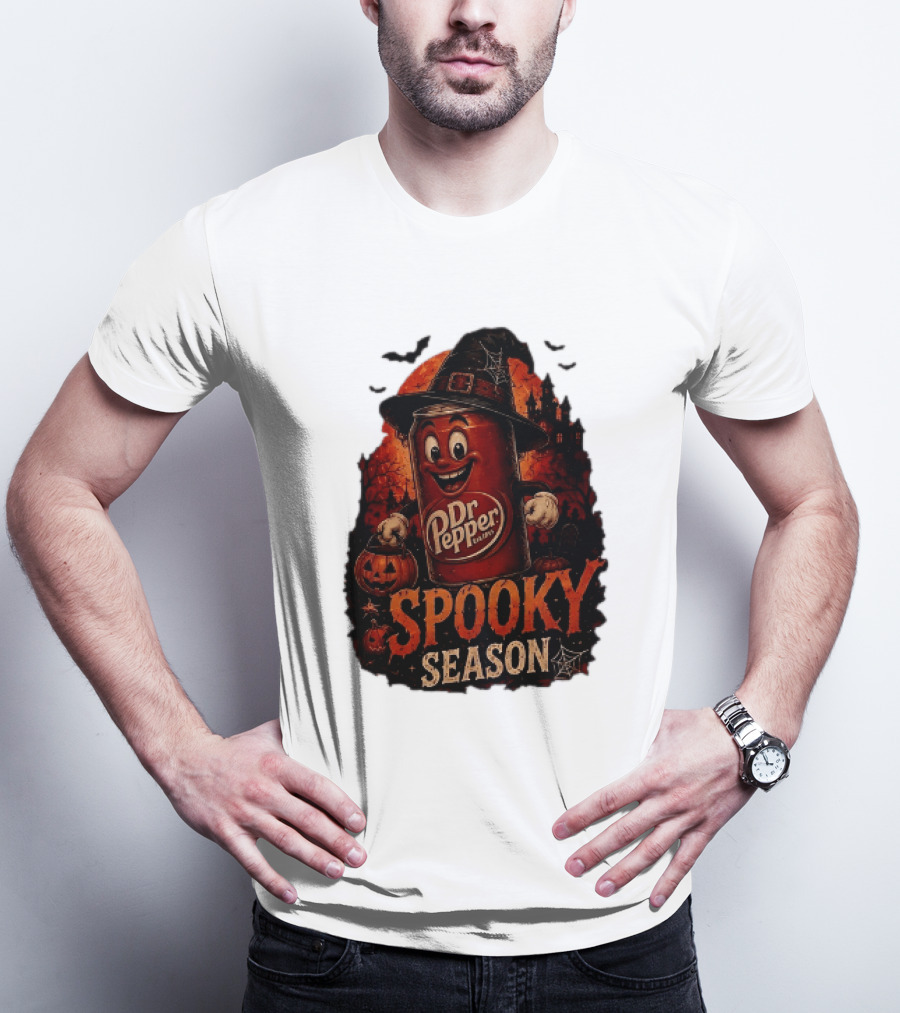 Dr Pepper Halloween Witch Can Spooky Season With Jack O' Lantern And Bats T-Shirt