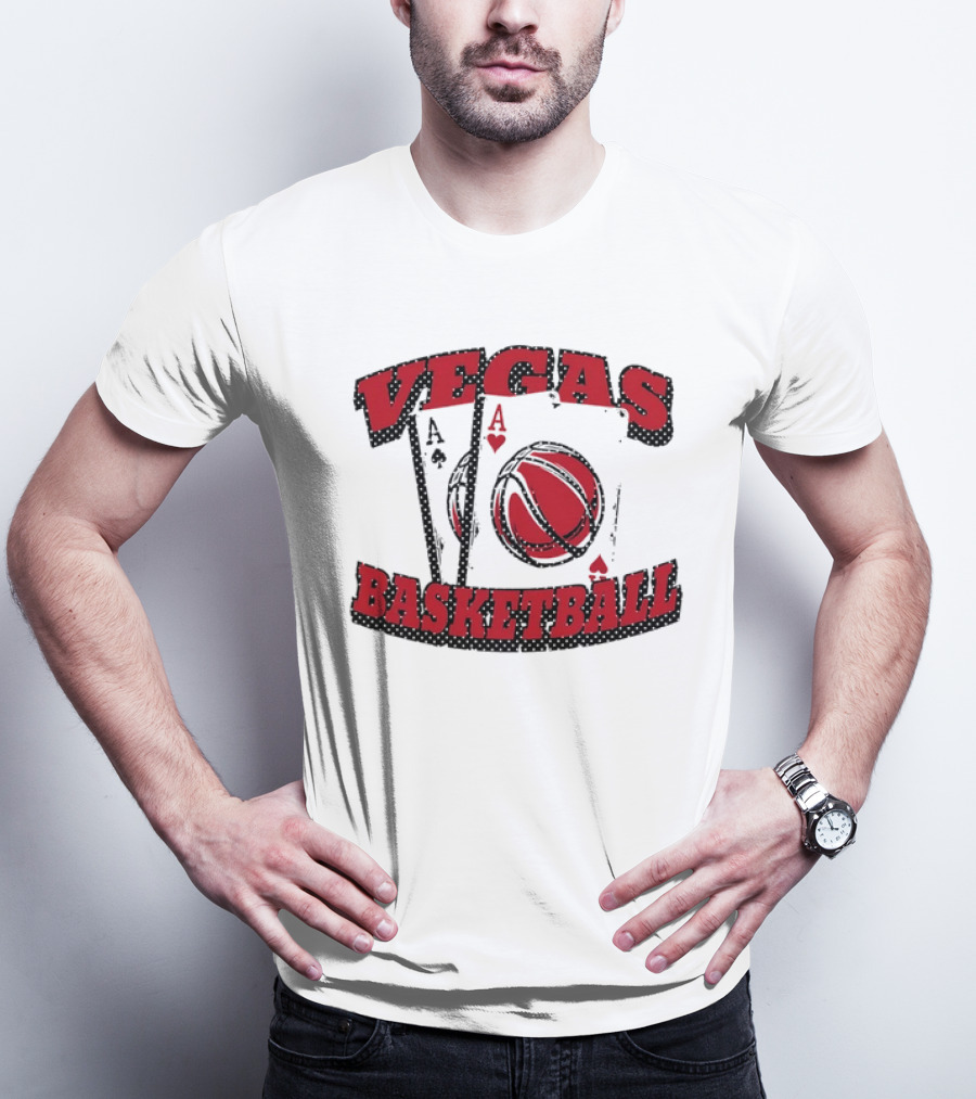 Vegas Basketball Poker Aces Playing Cards Red T-Shirt