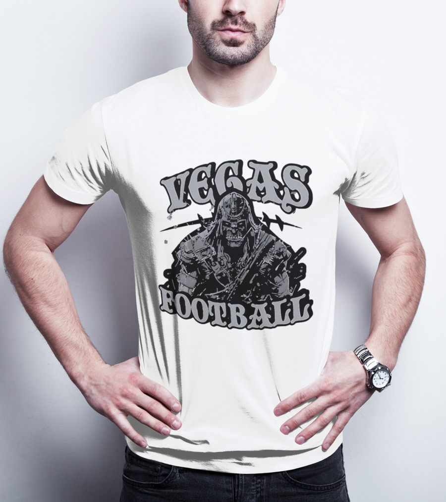 Vegas Football Undead Warrior Grayscale T-Shirt