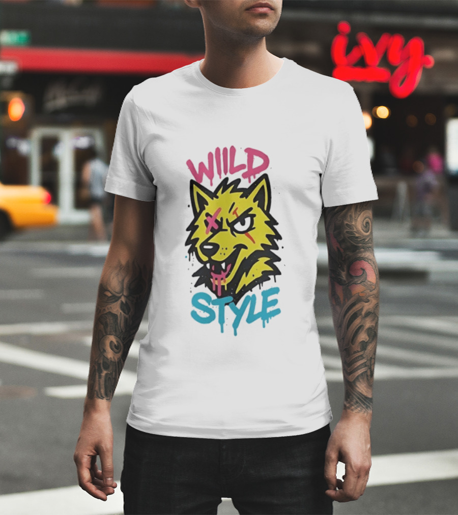 Wild Wolf Wild Style Graffiti Art Urban Streetwear T-Shirt