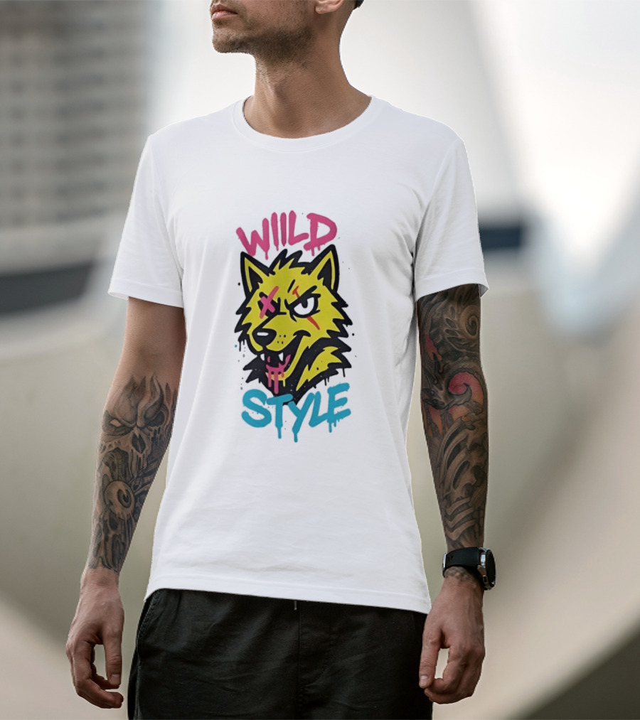 Wild Wolf Wild Style Graffiti Art Urban Streetwear T-Shirt