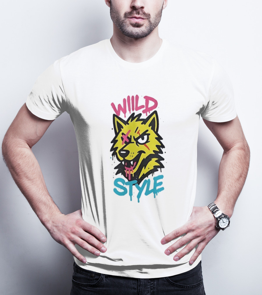 Wild Wolf Wild Style Graffiti Art Urban Streetwear T-Shirt