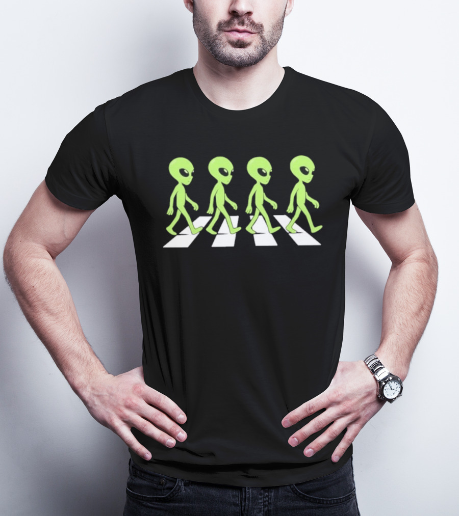 Abbey Road Alien Crosswalk UFO Aliens T-Shirt