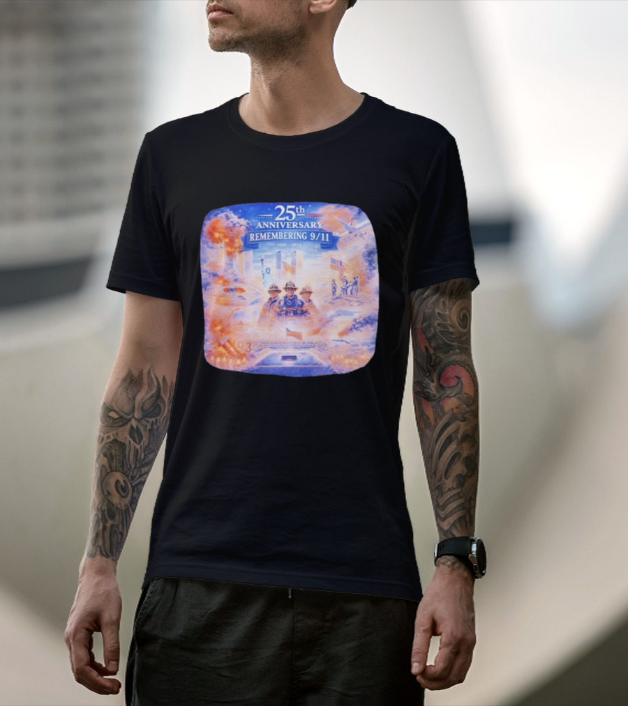 25th Anniversary Remembering 9/11 Memorial 2001 2026 Never Forget America T-Shirt