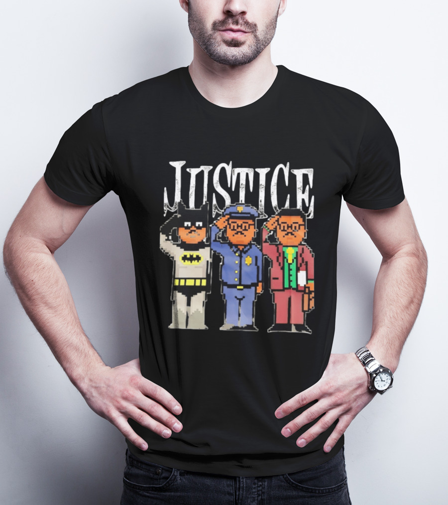 Justice Batman Police Officer Joker Pixel T-Shirt