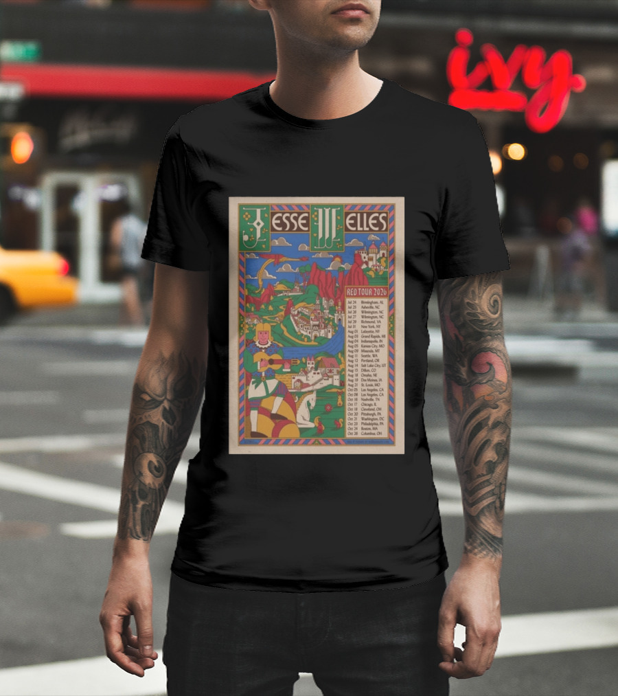Jesse Welles Red Tour 2026 Cities And Dates T-Shirt