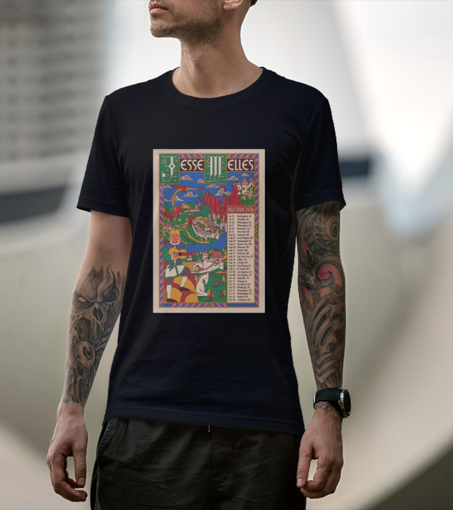 Jesse Welles Red Tour 2026 Cities And Dates T-Shirt