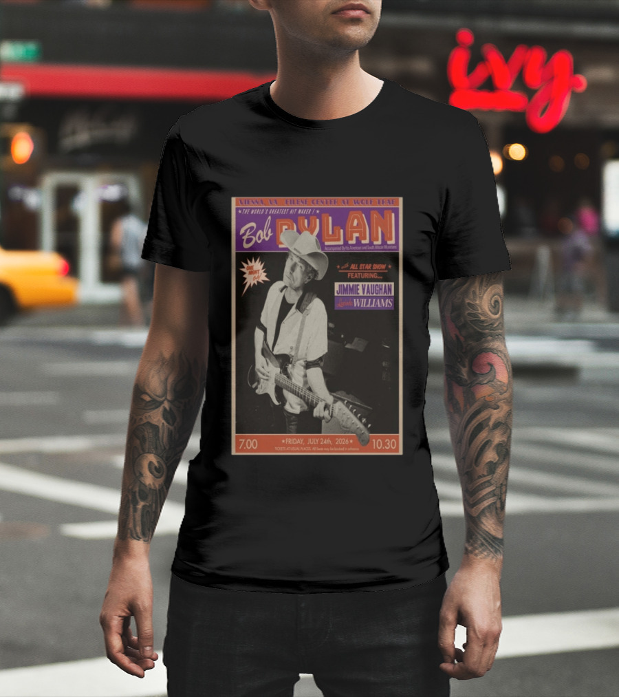 Bob Dylan July 24 2026 Vienna Virginia Filene Center Wolf Trap Jimmie Vaughan Lucinda Williams Concert T-Shirt