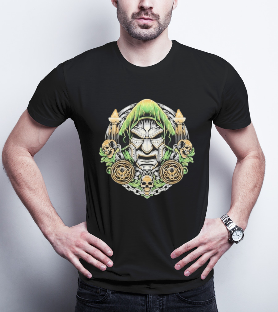 Doctor Doom Welcome To The Age Of Doom Skull And Torches T-Shirt