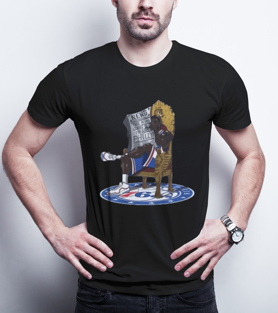 Philadelphia 76ers The King Goes To Philly News Throne T-Shirt