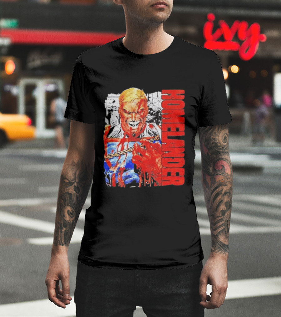 Homelander The Boys Superhero Cartoon Blood Splattered Image T-Shirt