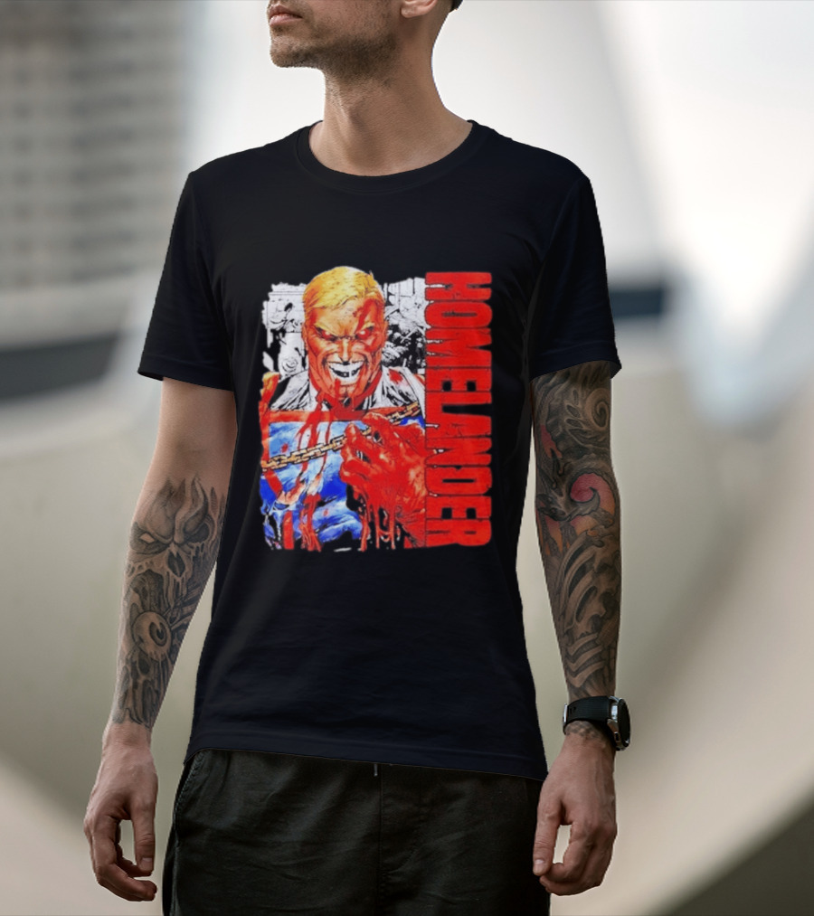 Homelander The Boys Superhero Cartoon Blood Splattered Image T-Shirt