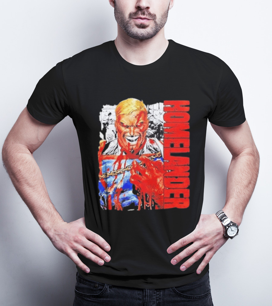 Homelander The Boys Superhero Cartoon Blood Splattered Image T-Shirt