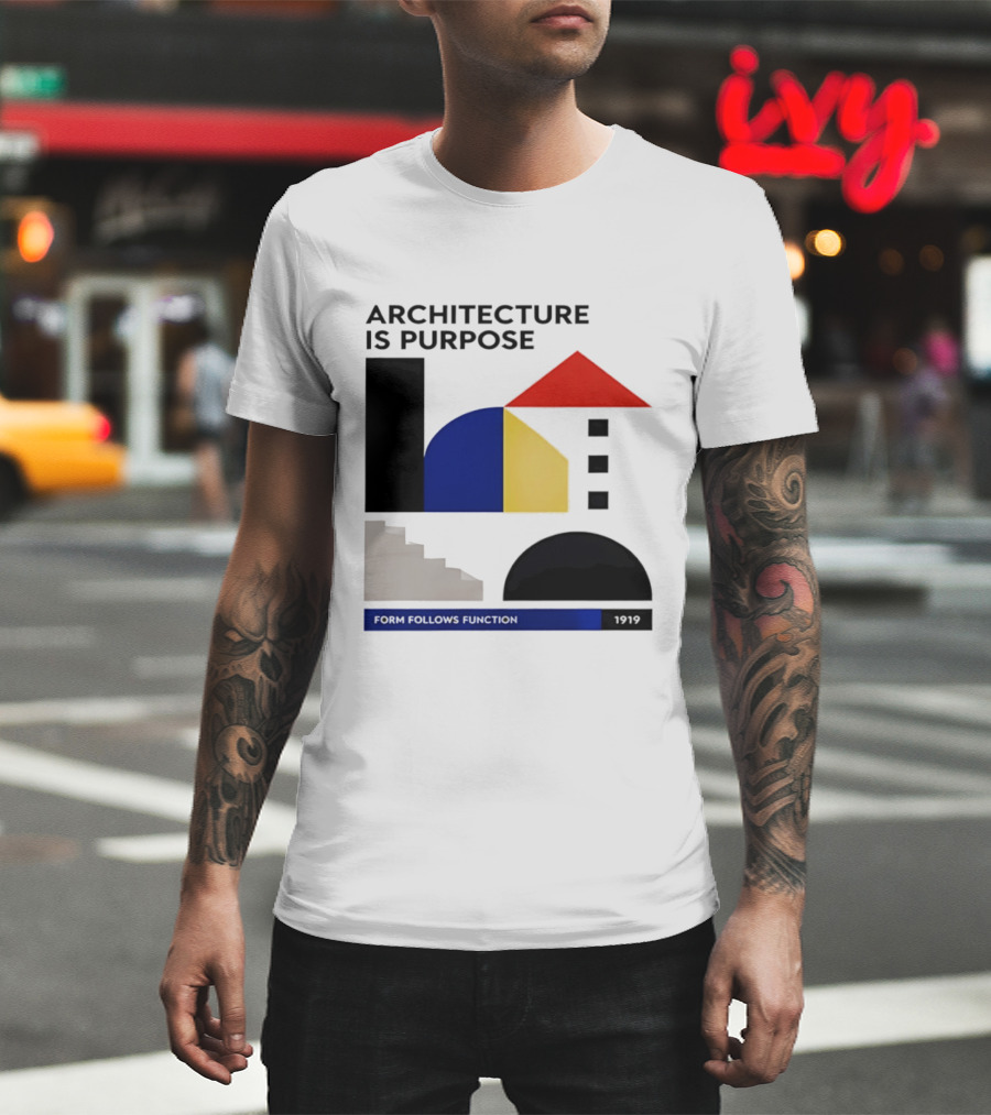 Architecture Is Purpose Form Follows Function 1919 Bauhaus Geometric Shapes T-Shirt