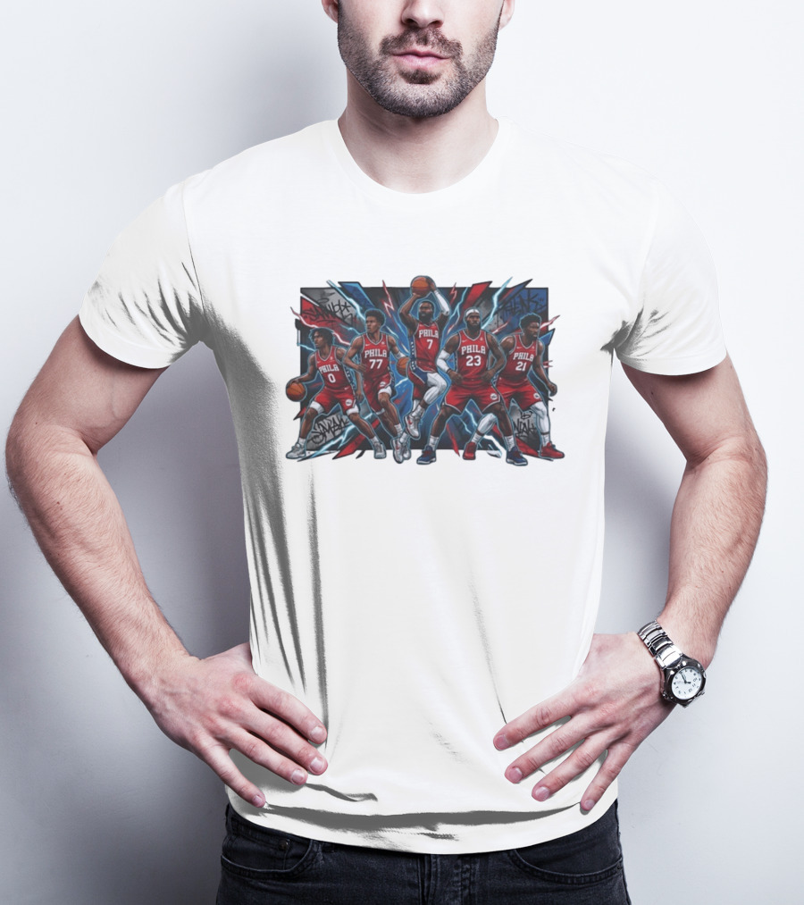 Philadelphia 76ers Players 0 77 7 23 21 Phila Red Jersey Team Slam Dunk Street T-Shirt