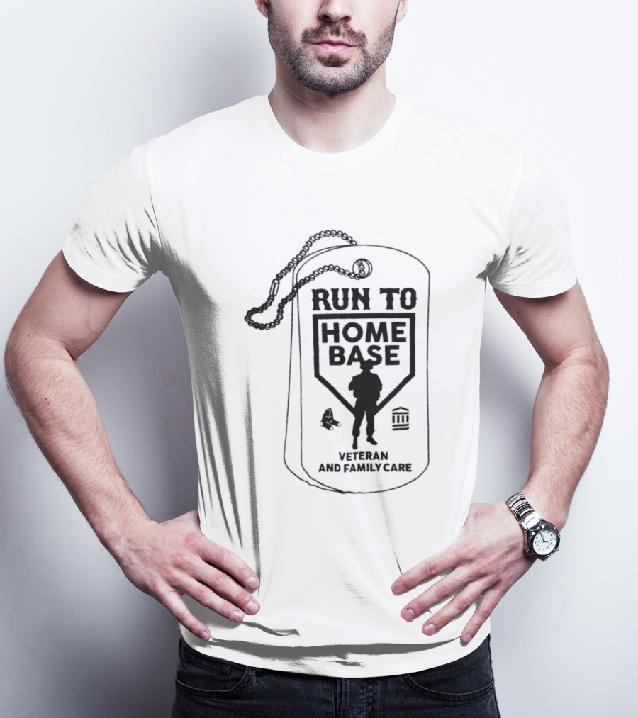 Run To Home Base Veteran And Family Care Dog Tag T-Shirt