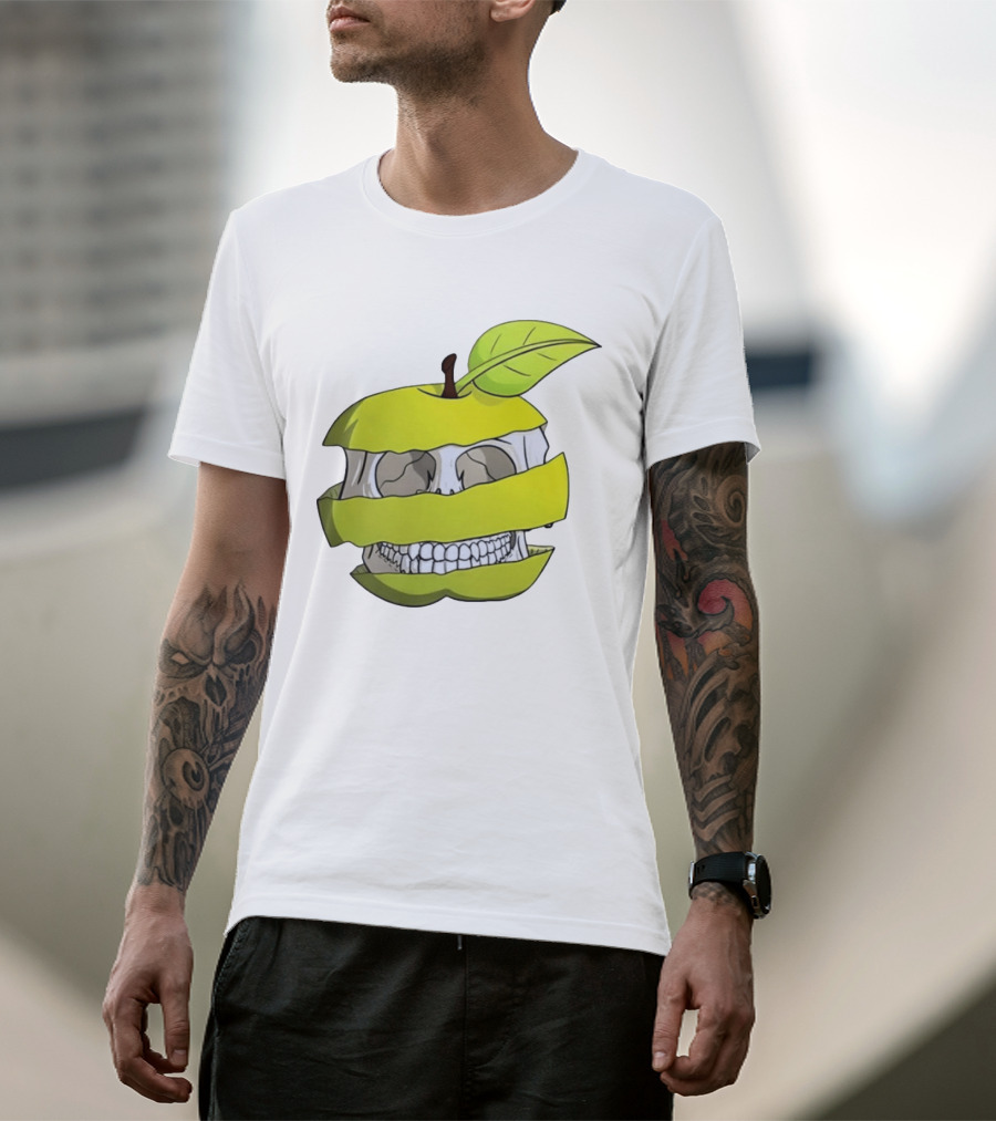 Skull Apple Forbidden Fruit Creative Slice T-Shirt
