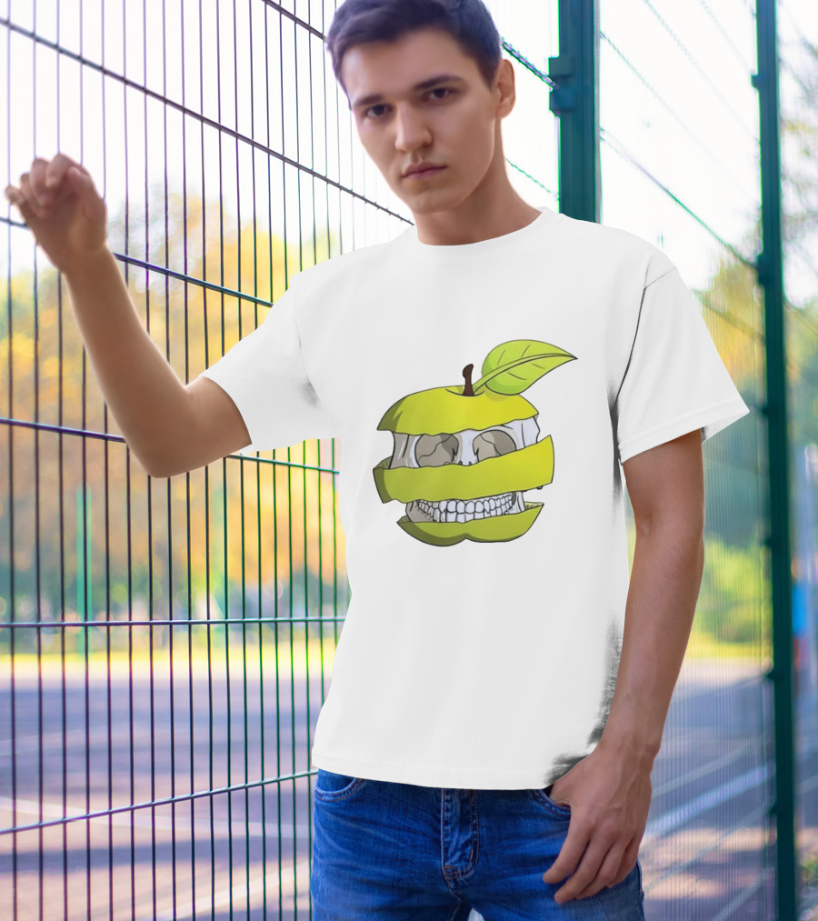 Skull Apple Forbidden Fruit Creative Slice T-Shirt