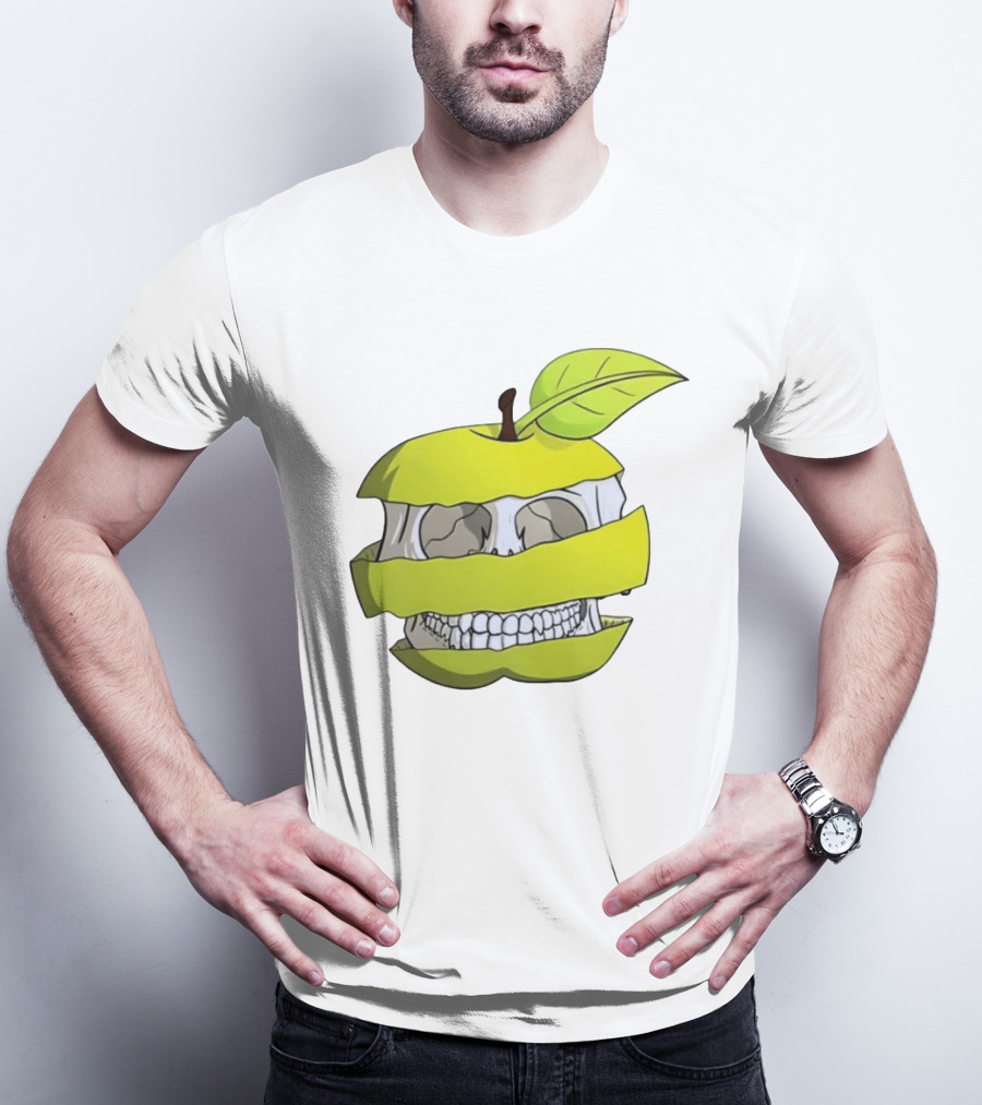 Skull Apple Forbidden Fruit Creative Slice T-Shirt
