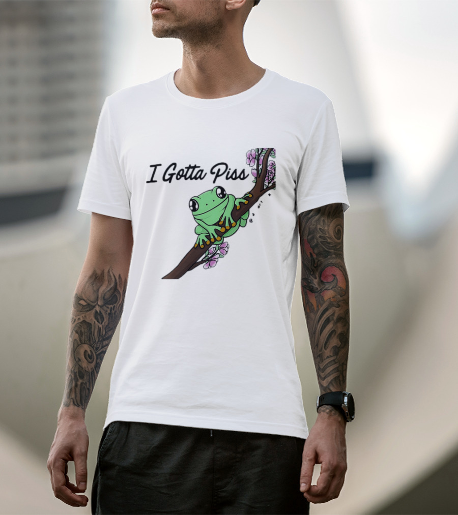 I Gotta Piss Frog On Branch With Flowers T-Shirt