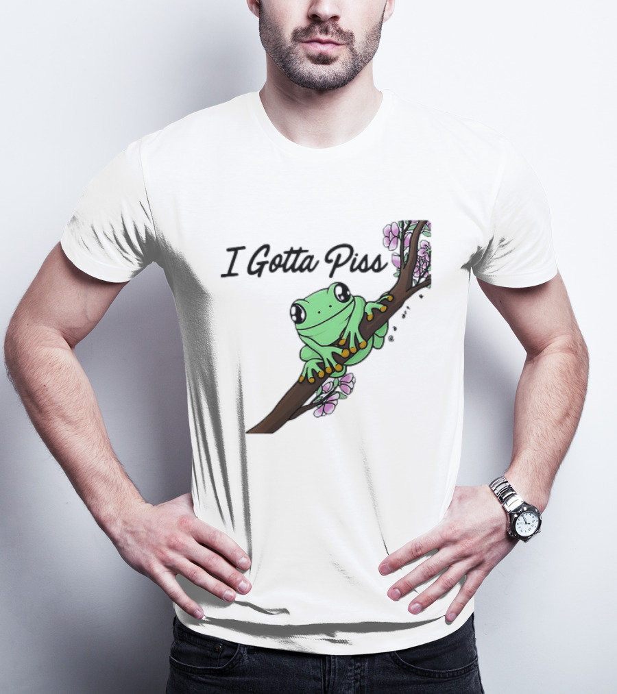 I Gotta Piss Frog On Branch With Flowers T-Shirt