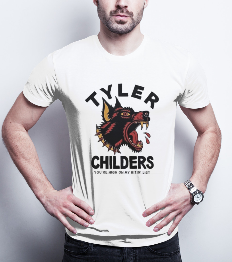 Tyler Childers You're High On My Bitin' List Wolf Head Spike Collar T-Shirt
