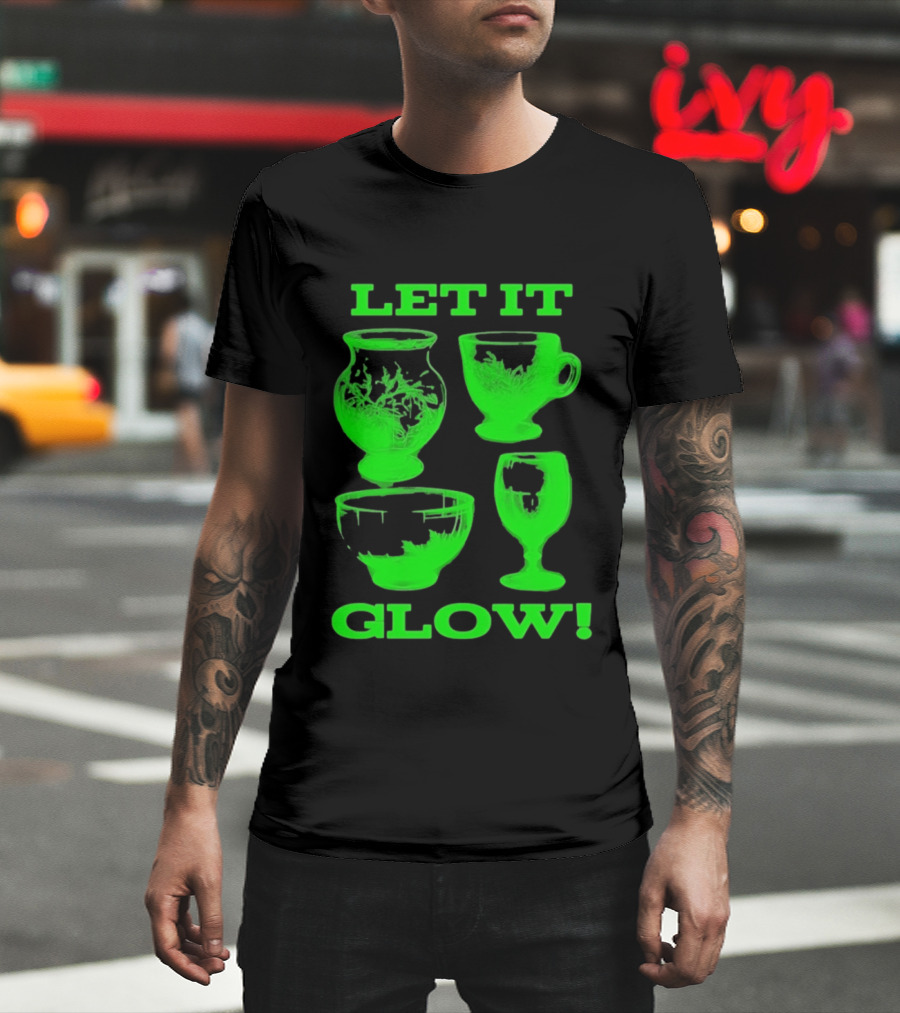Let It Glow Uranium Glassware Vaseline Glass Vintage Collectors Neon Green T-Shirt