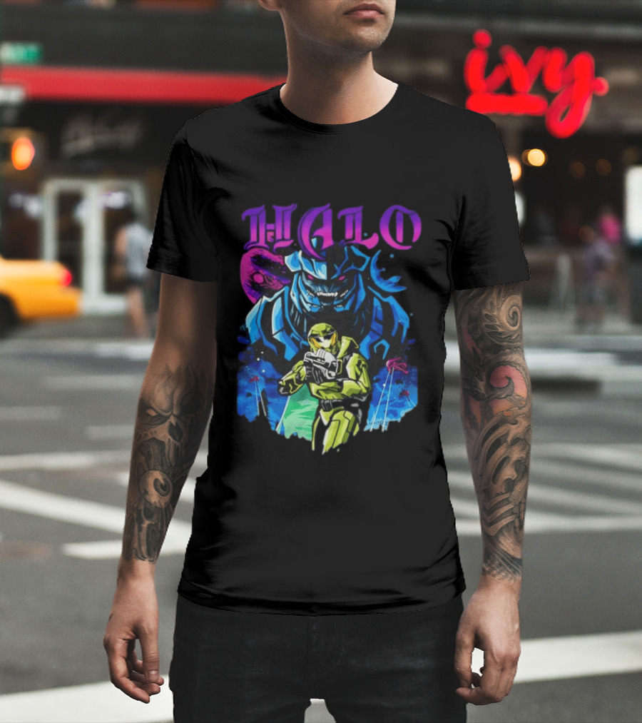 Halo Master Chief Arbiter Video Game Battle Scene T-Shirt