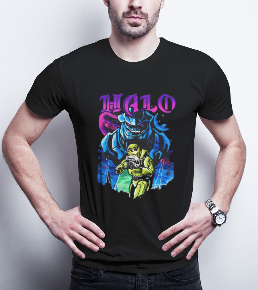 Halo Master Chief Arbiter Video Game Battle Scene T-Shirt
