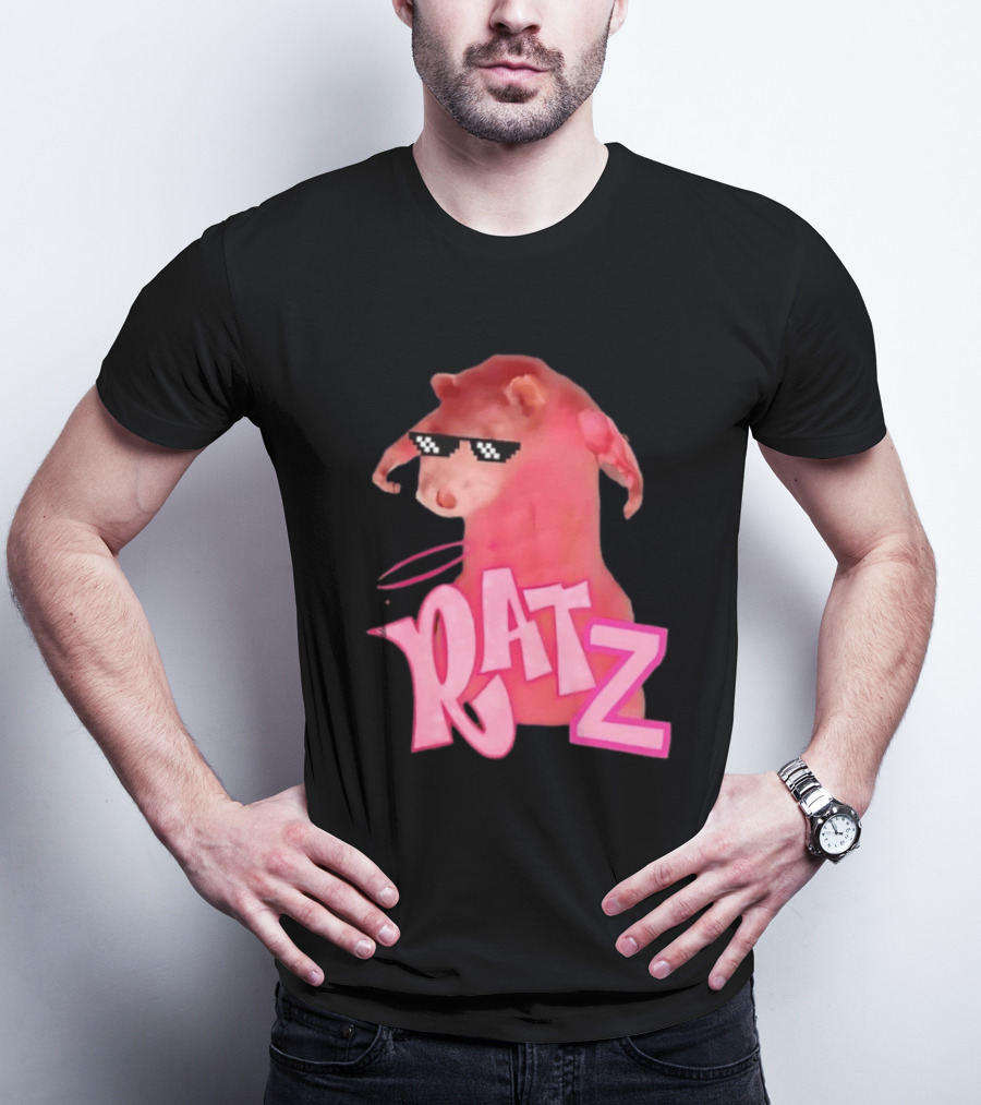 RATZ Muscular Pink Toned Rat Pixel Thug Life Sunglasses Bratz Doll T-Shirt