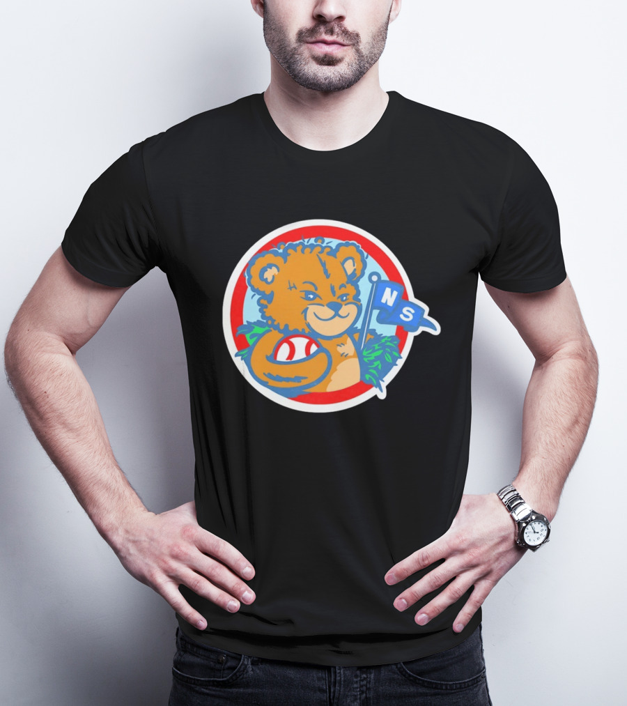 Teddy Bear Holding Baseball NS Pennant Circle T-Shirt