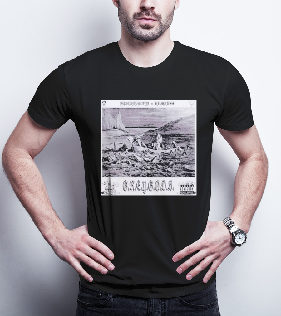 SUPREMEBOYZ X RAMIREZ G.R.E.Y G.O.D.S Album Cover Art PARENTAL ADVISORY Explicit Content T-Shirt