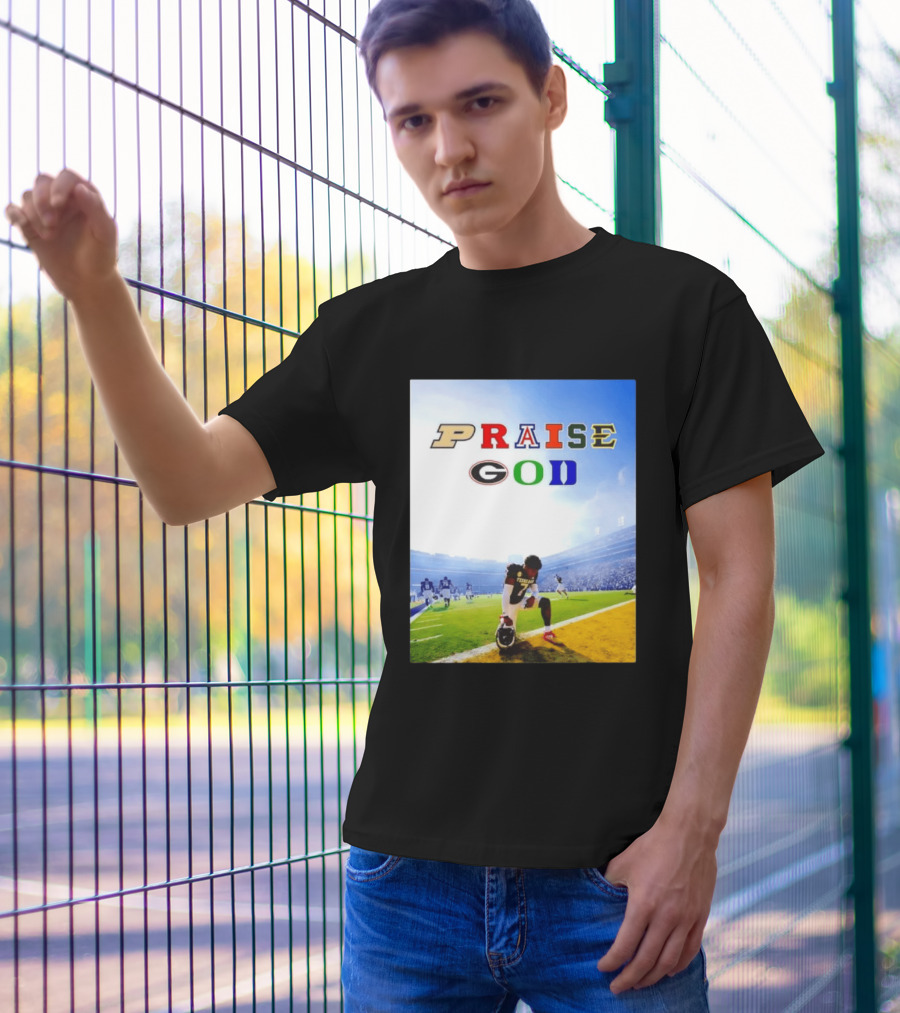 Texas AM Football Player No 7 Praise God Stadium Scene T-Shirt