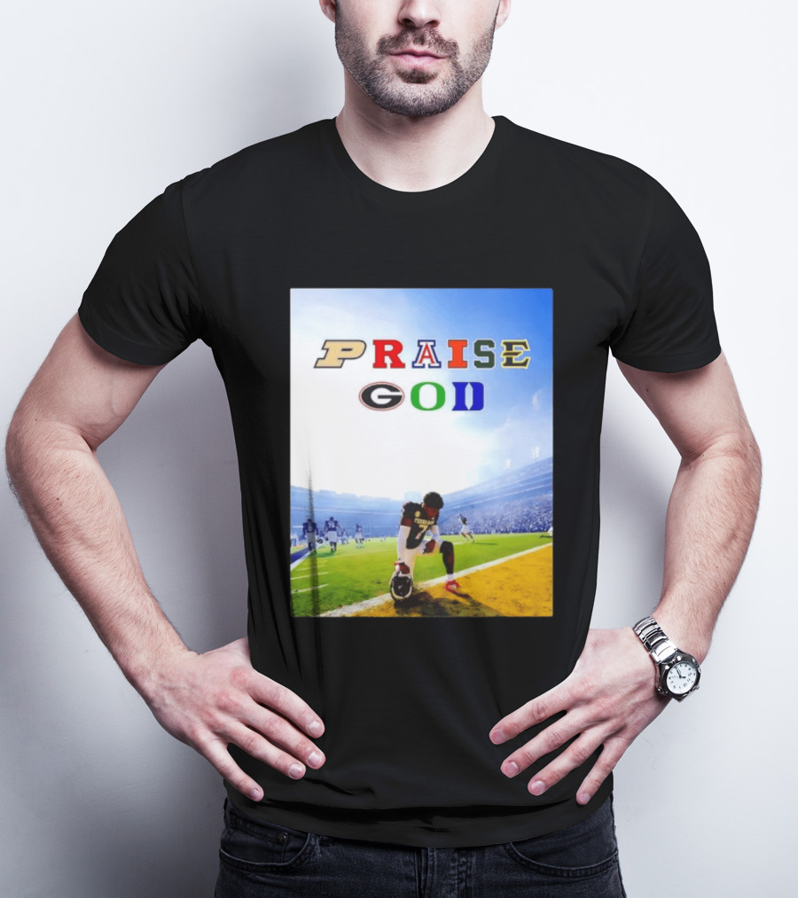 Texas AM Football Player No 7 Praise God Stadium Scene T-Shirt