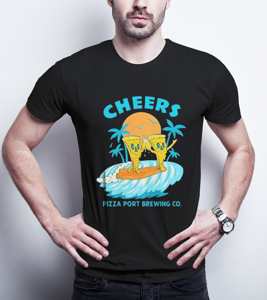 Pizza Port Brewing Co Cheers Surfing Pizza Wave T-Shirt