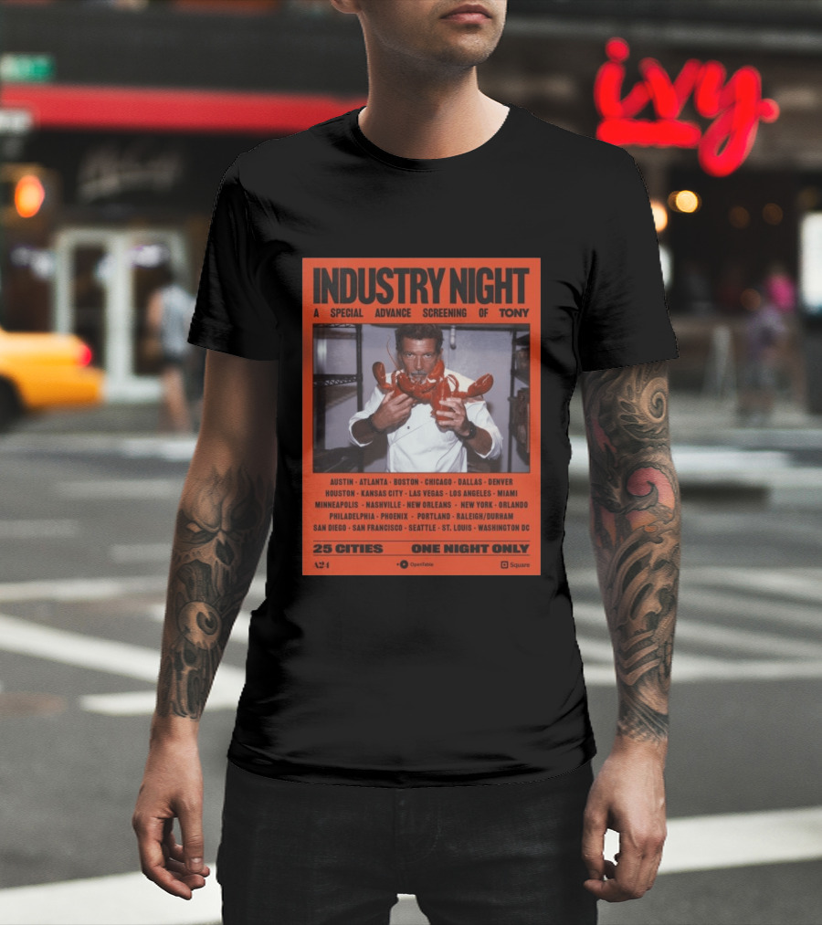Industry Night A Special Advance Screening Of Tony Live 25 Cities One Night Only T-Shirt