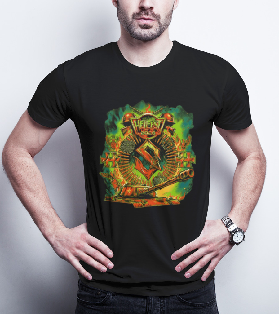 Sabaton Hellfest 2026 Event Flame Tank Skull Cross T-Shirt