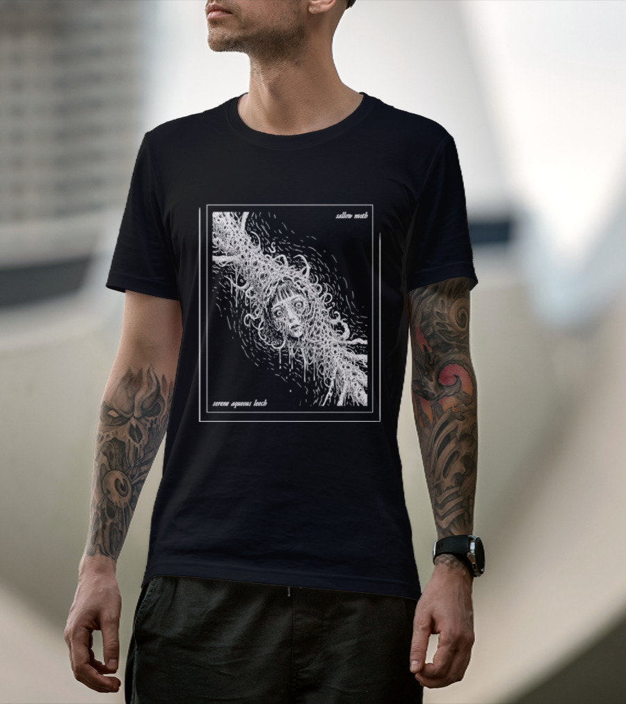 Sallow Moth Serene Aqueous Leech Surreal Horror Waveform T-Shirt