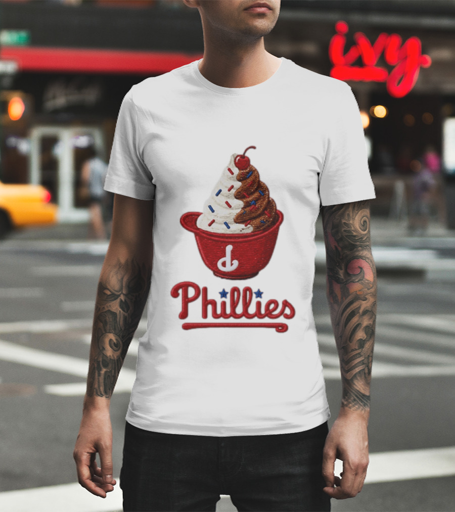 Philadelphia Phillies Ice Cream Sundae Embroidery Phillies T-Shirt