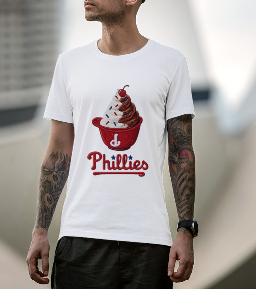 Philadelphia Phillies Ice Cream Sundae Embroidery Phillies T-Shirt