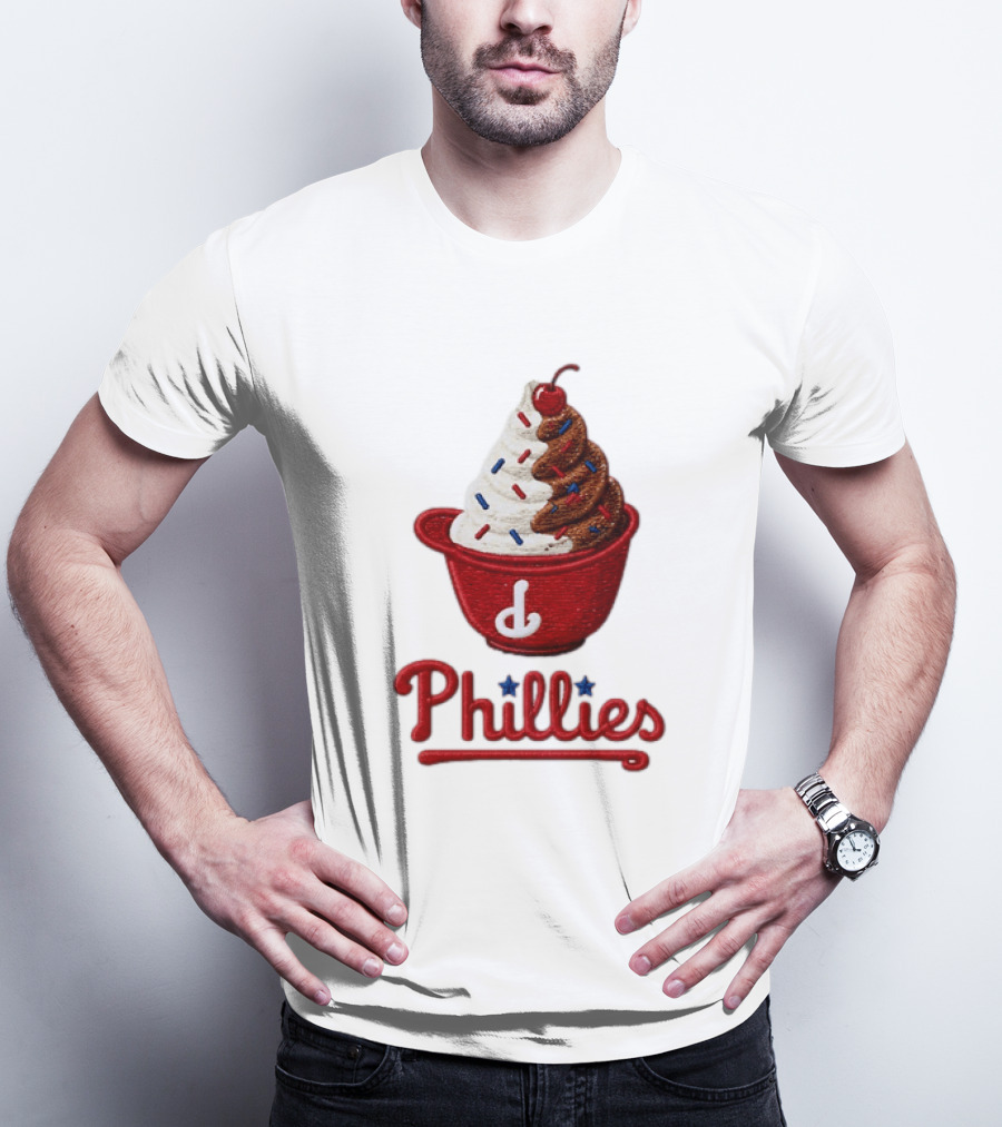 Philadelphia Phillies Ice Cream Sundae Embroidery Phillies T-Shirt