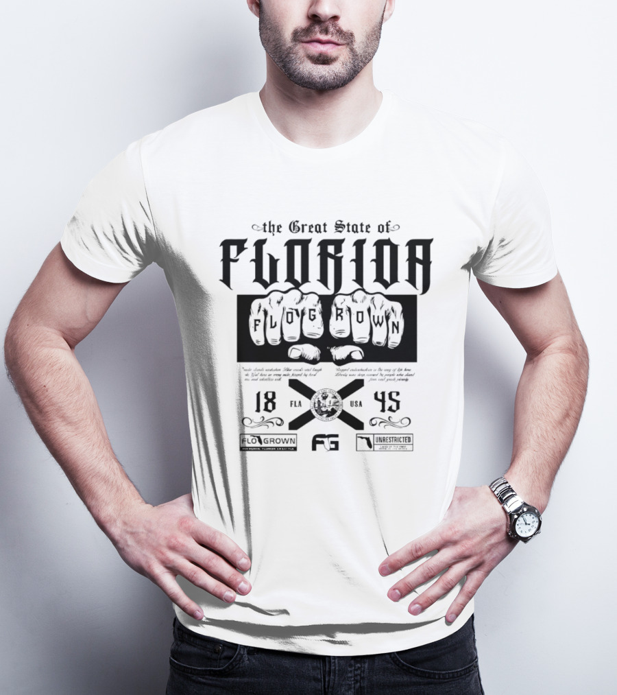 FloGrown The Great State Of Florida Unrestricted Lifestyle 1845 T-Shirt