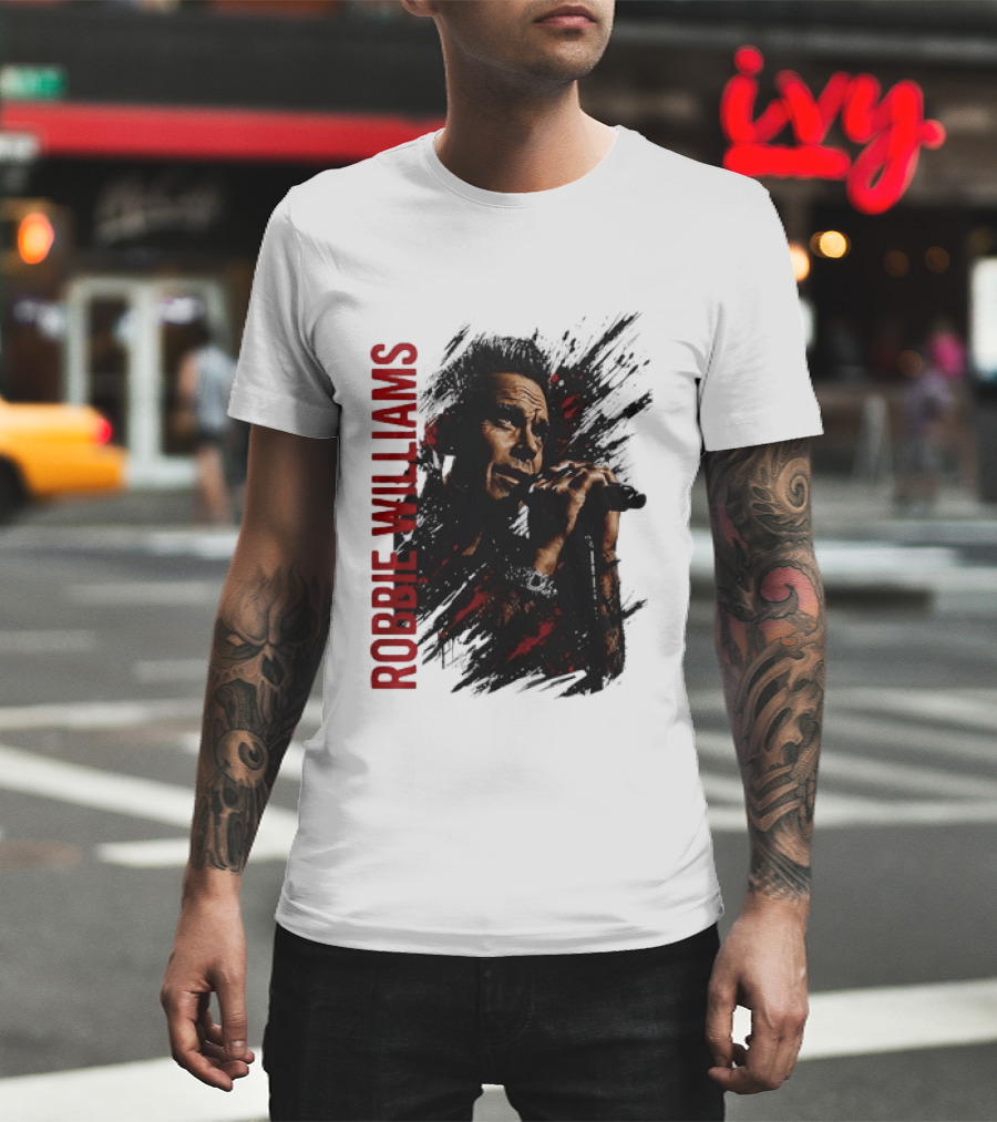 Robbie Williams Pop Star Singer Microphone Performance T-Shirt