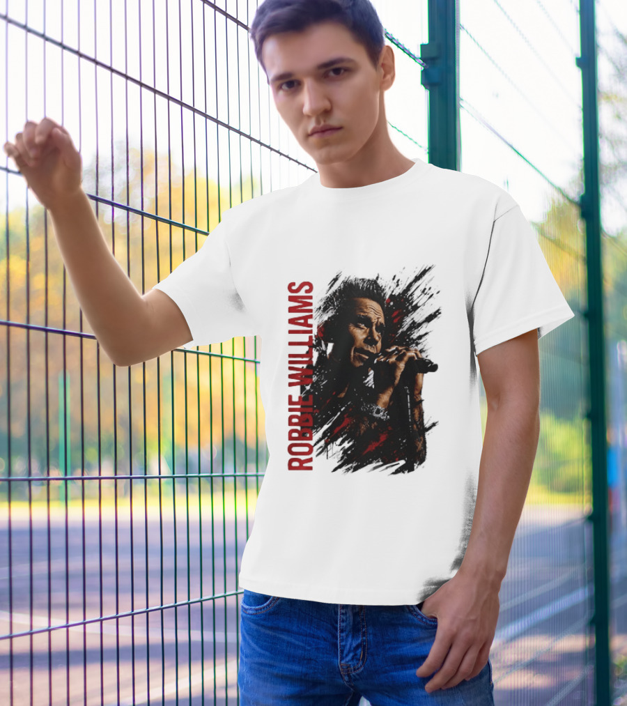 Robbie Williams Pop Star Singer Microphone Performance T-Shirt