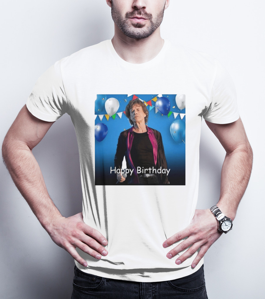 Happy Birthday Sir Mick Jagger Balloons And Banners Celebration T-Shirt