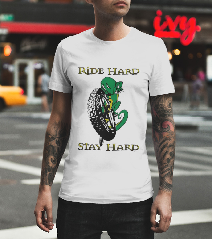 Sobe Chameleon Ride Hard Stay Hard Mountain Biking Tire Concept T-Shirt