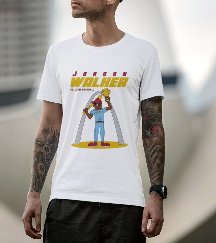 Jordan Walker St. Louis Cardinals MLB Cartoon Character With Trophy And Bat T-Shirt