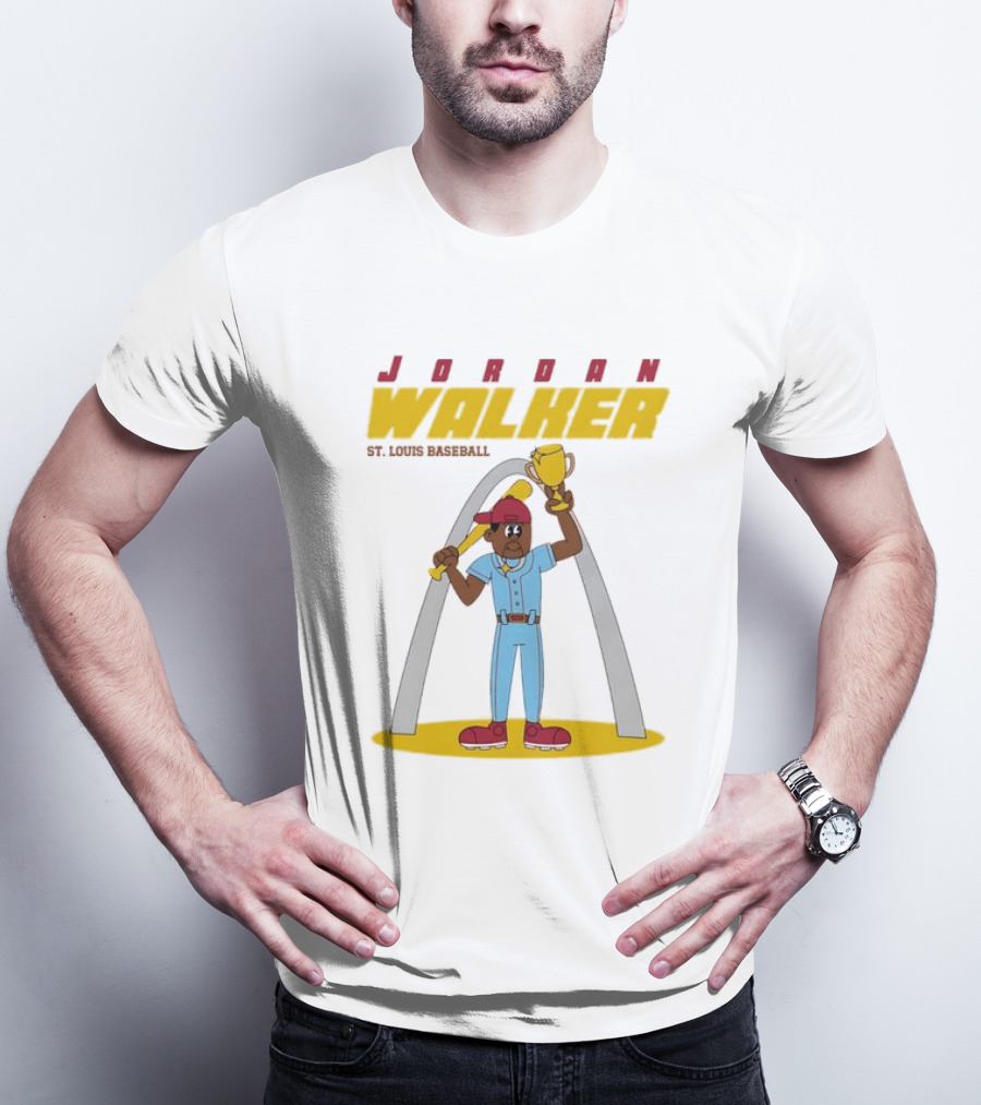 Jordan Walker St. Louis Cardinals MLB Cartoon Character With Trophy And Bat T-Shirt