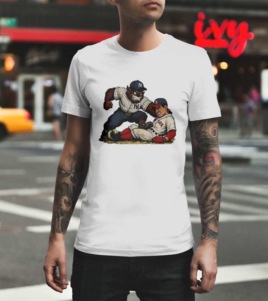 New York Yankees Werewolf Vs Boston Red Sox Player Showdown T-Shirt